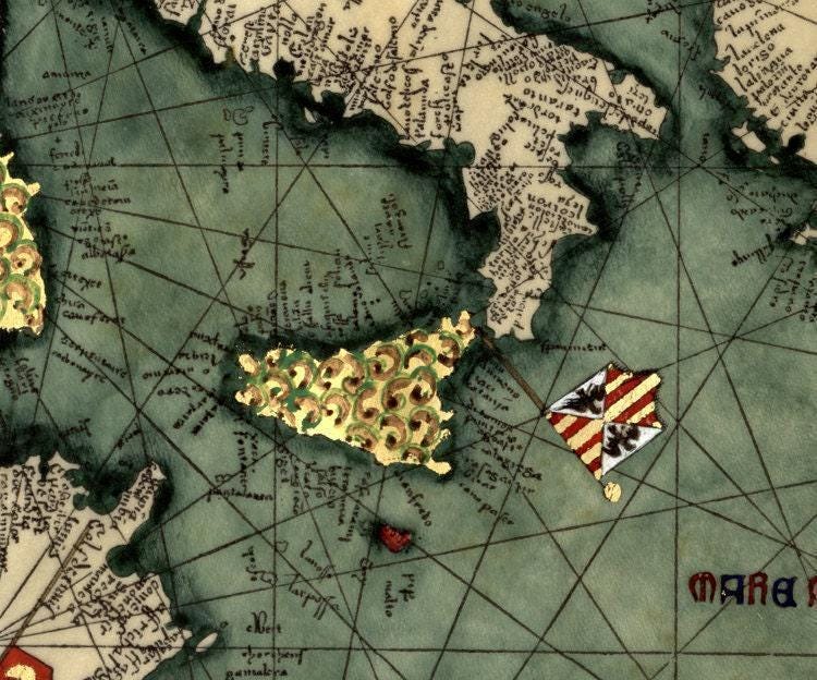 Medieval Catalan World Map 1375 Europe, Mediterranean Sea and Middle ...