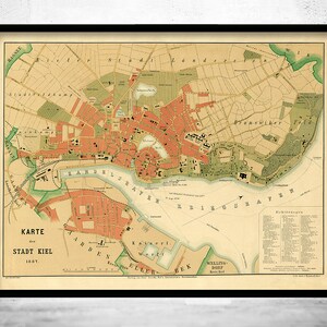 Old Map of Kiel Germany 1887 Vintage Map Vintage Poster Wall Art Print ...