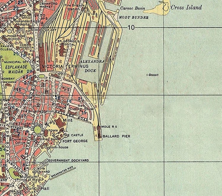 Old Map Of Bombay Mumbai India Vintage Map | Vintage Poster Wall Art ...
