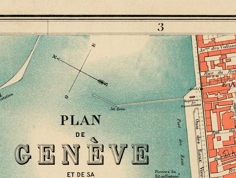 Old Map of Geneve Switzerland 1908 Vintage Map Vintage - Etsy