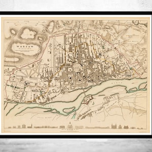 Old Map of Warsaw 1831 Poland Vintage Map Vintage Poster - Etsy