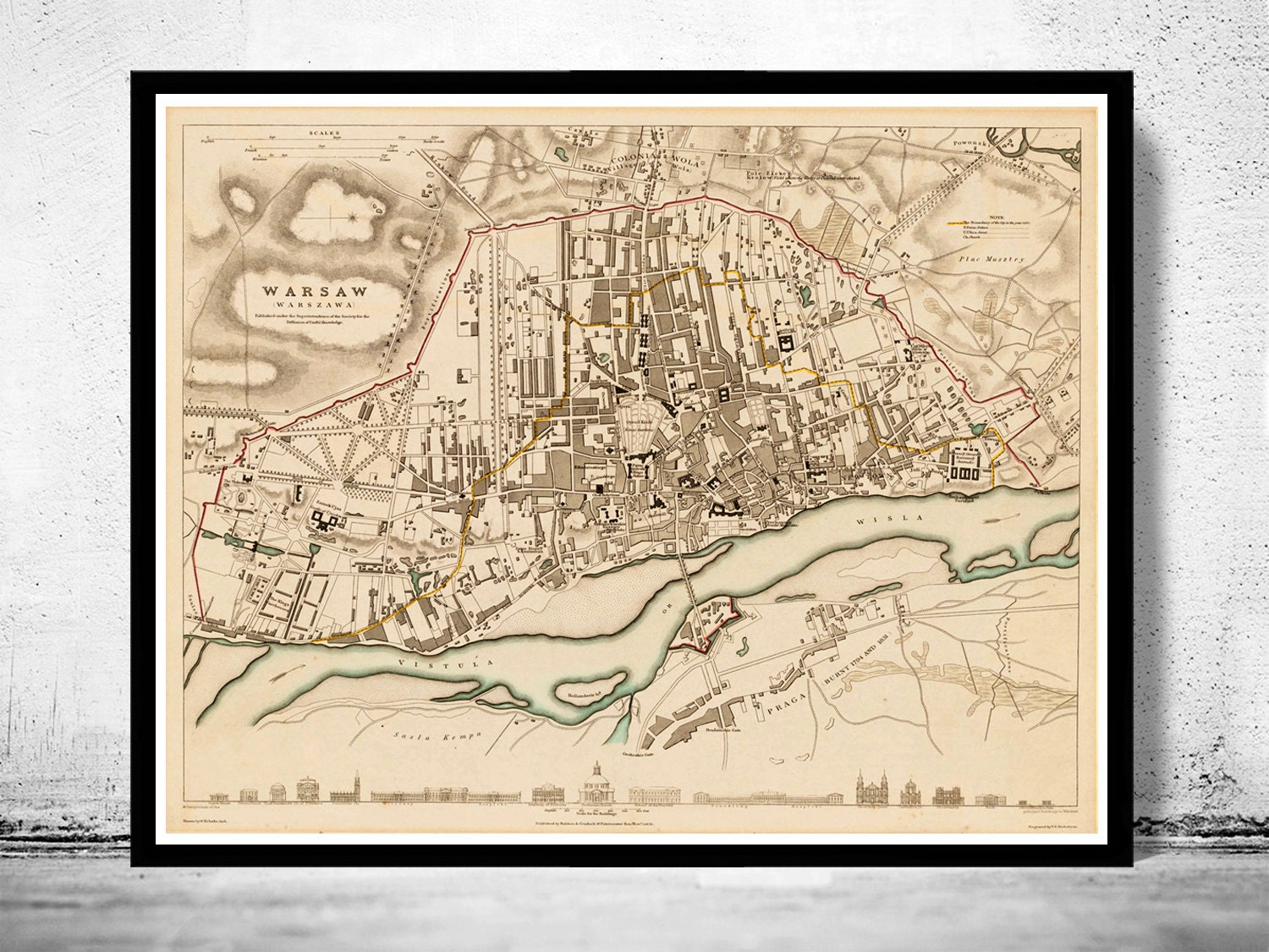 Old Map of Warsaw 1831 Poland Vintage Map Vintage Poster - Etsy