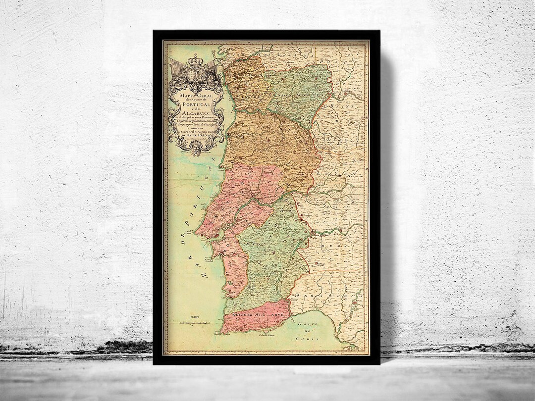 Old Map of Portugal 1730 Mapa De Portugal Portuguese Map Vintage Map ...