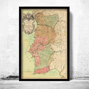 Old Map of Portugal 1730 Mapa De Portugal Portuguese Map Vintage Map ...