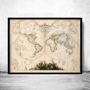 Old World Map 1862 Mercator Projection Vintage Map | Vintage Map Wall ...