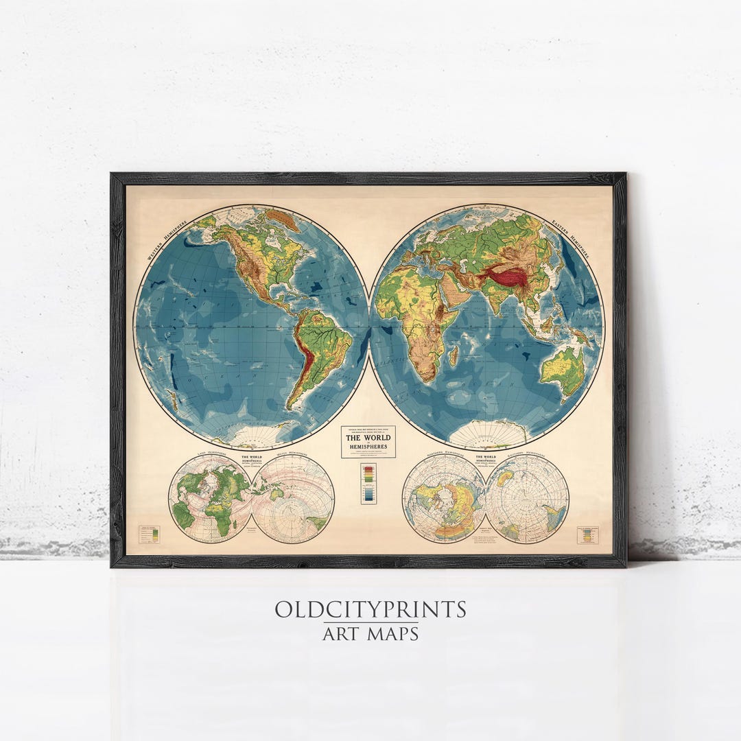 Vintage World Map 1917 Mercator Projection Large World Map - Etsy UK