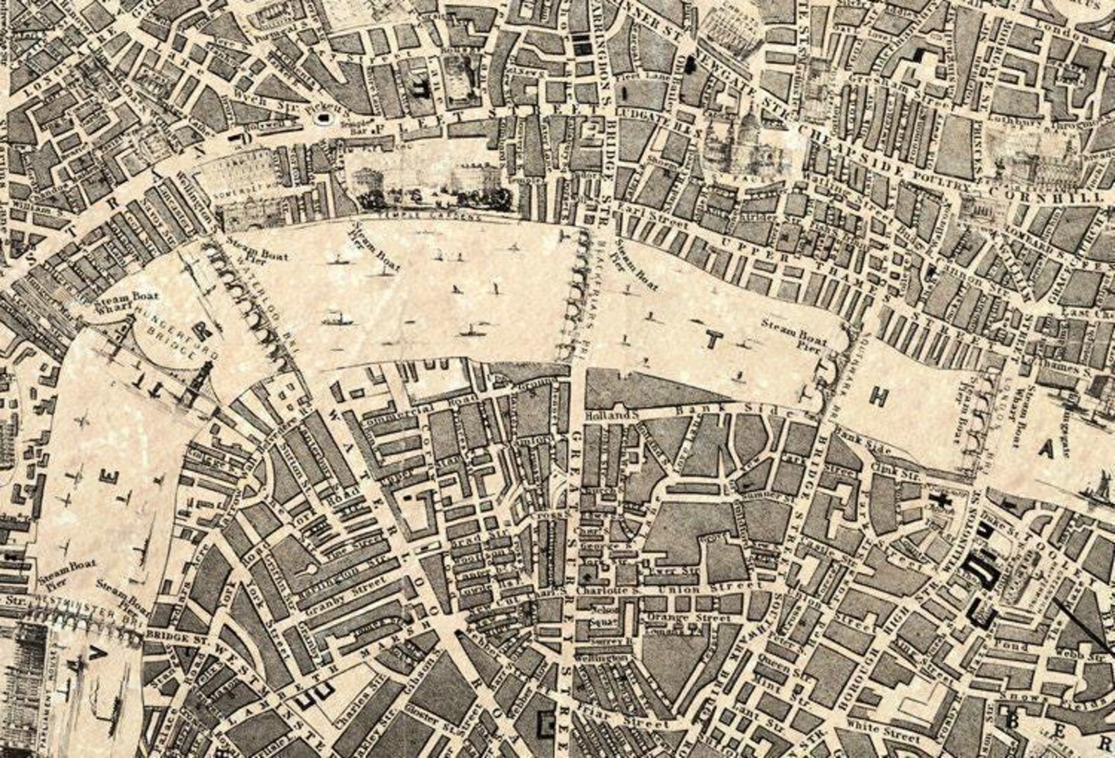 Old Map of London England 1845 Vintage Map of London | Wall Map Print ...