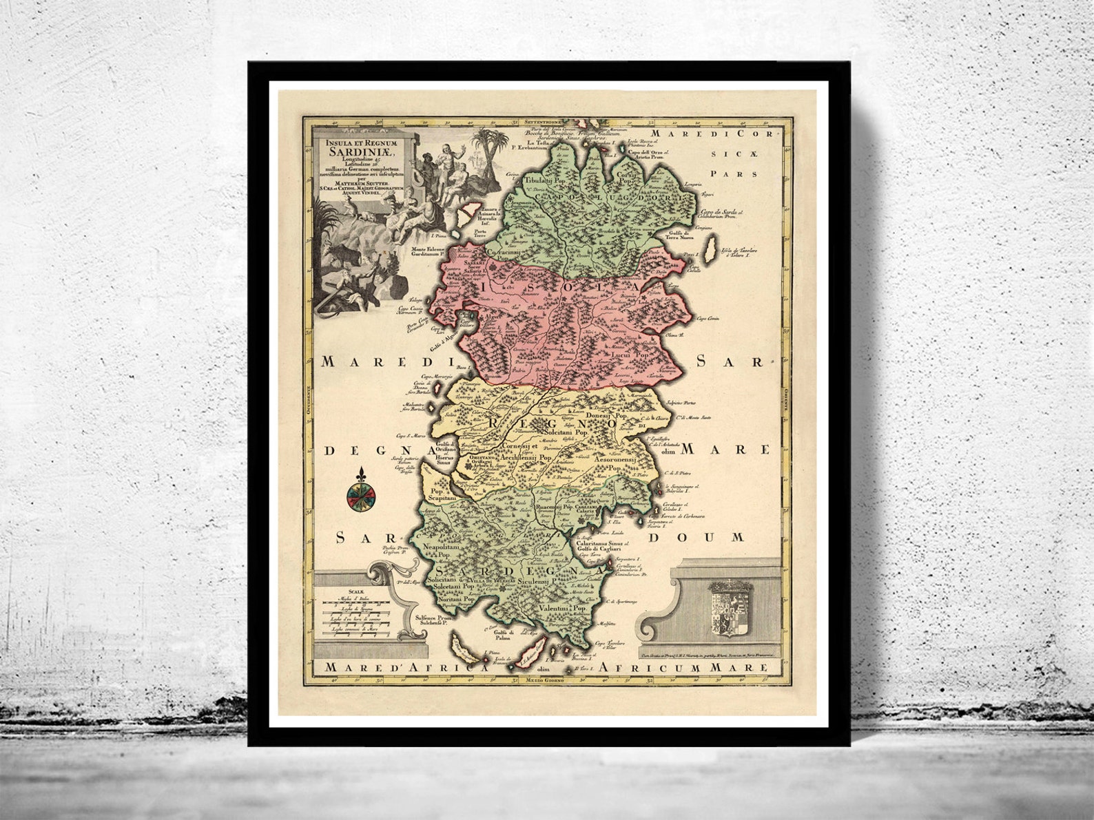 Old Map of Sardinia Sardegna 1720 Vintage Poster Wall Art | Etsy