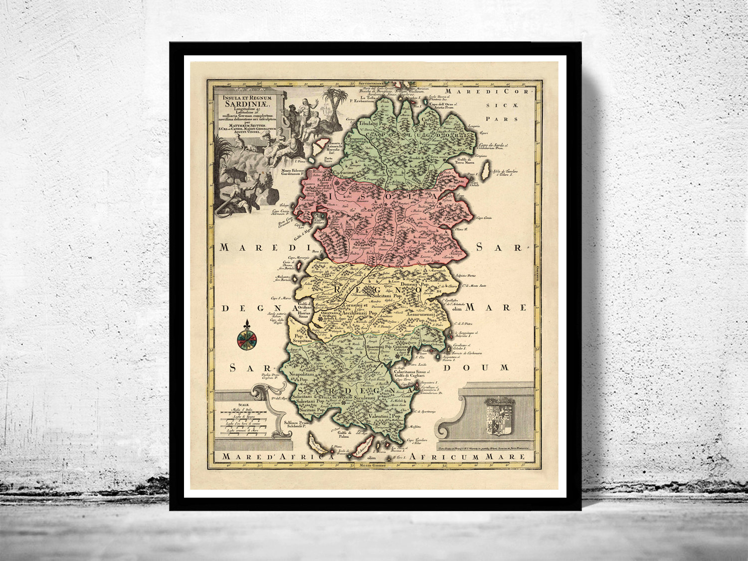 Old Map of Sardinia Sardegna 1720 Vintage Poster Wall Art | Etsy