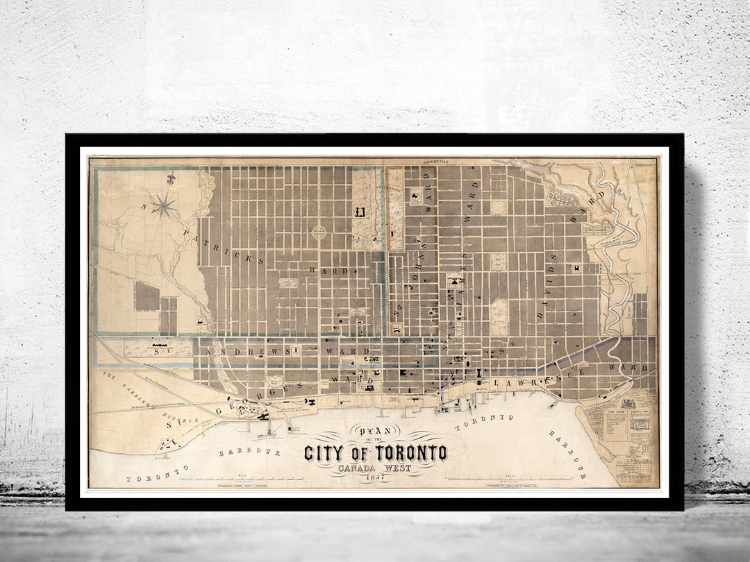 Old Map of Toronto 1857 Ontario Canada Vintage Map of Toronto Vintage ...