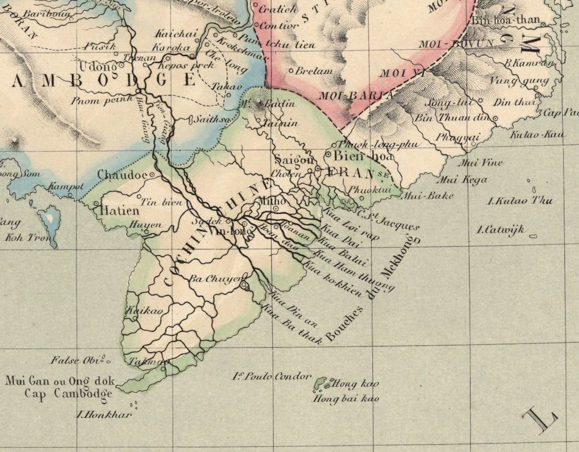 Old Map of Thailand Old Siam 1869 Vintage Poster Wall Art | Etsy