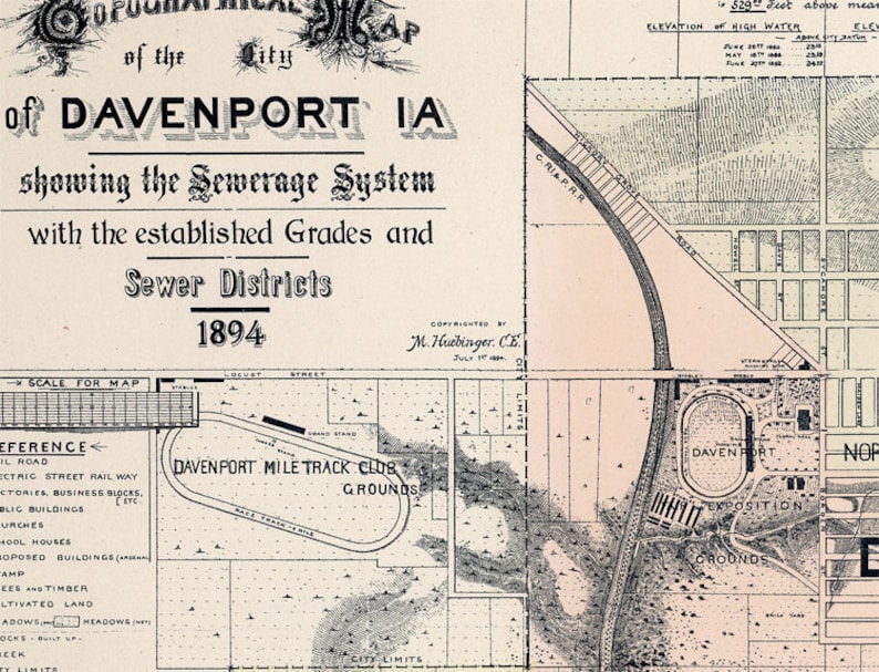Old Map of Davenport Iowa 1894 Vintage Poster Wall Art Print | Etsy