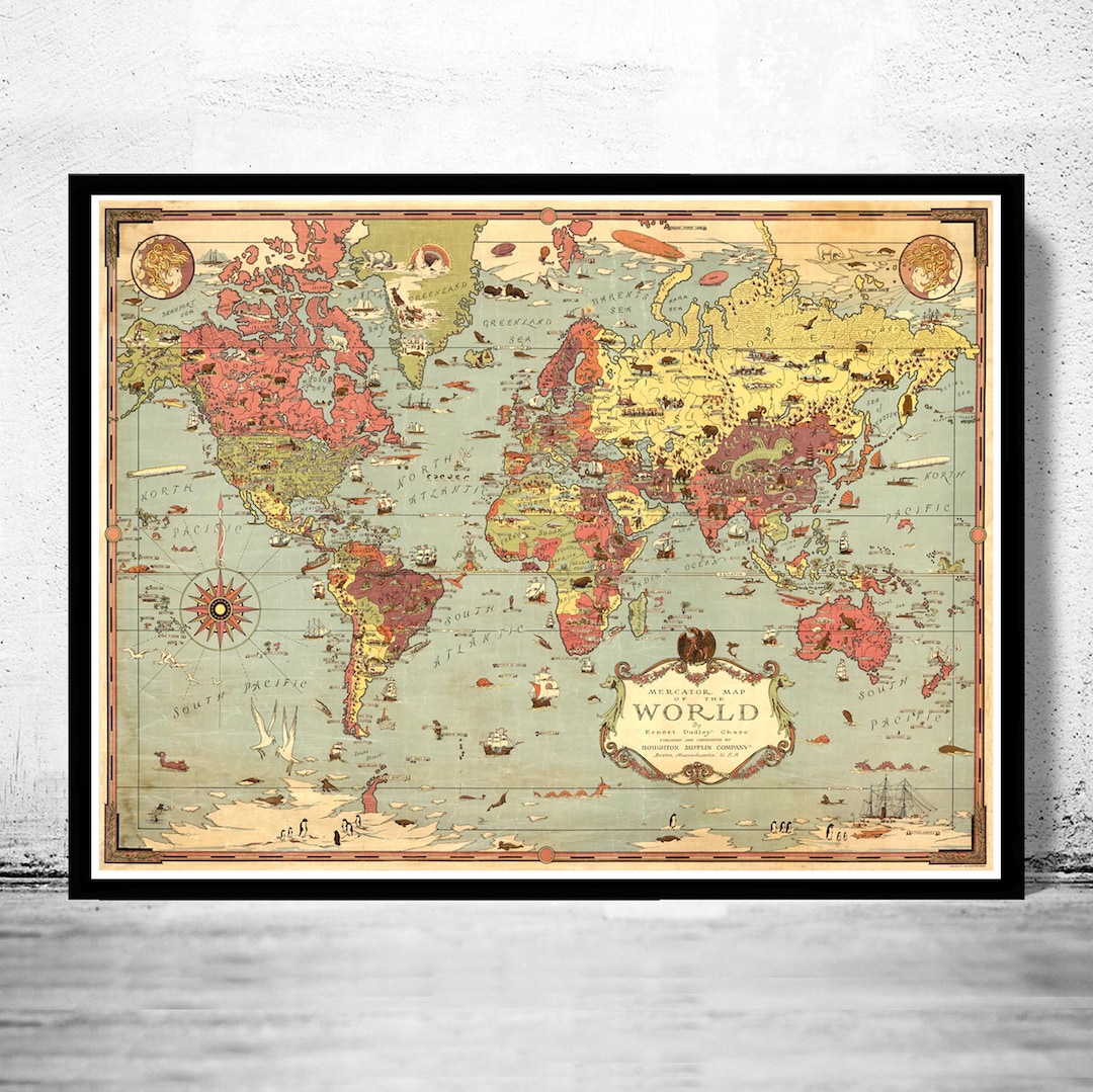 Beautiful Vintage World Map 1931 Vintage Map | World Map Gift World Map ...