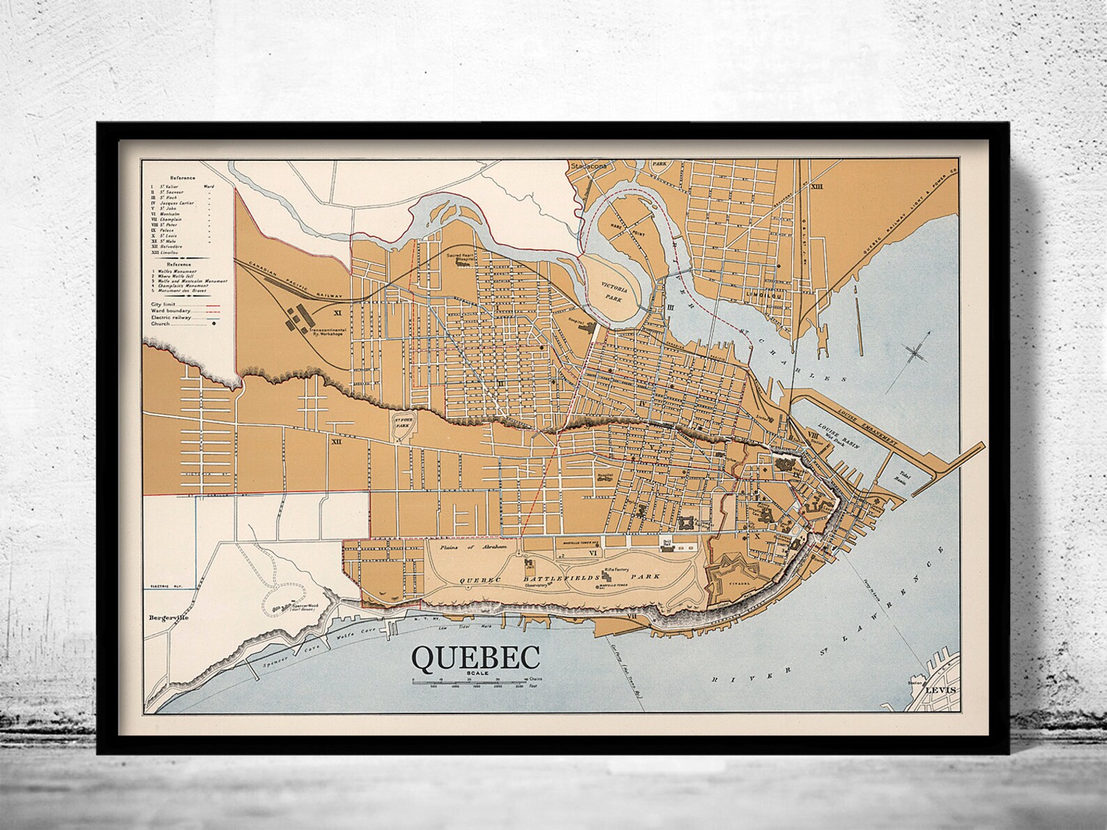 Old Map of Quebec City Canada 1915 Vintage Poster Wall Art - Etsy