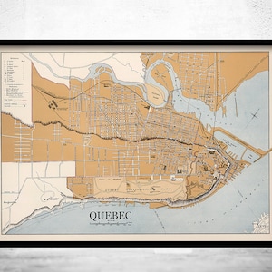 Old Map of Quebec City Canada 1915 Vintage Poster Wall Art Print Wall ...