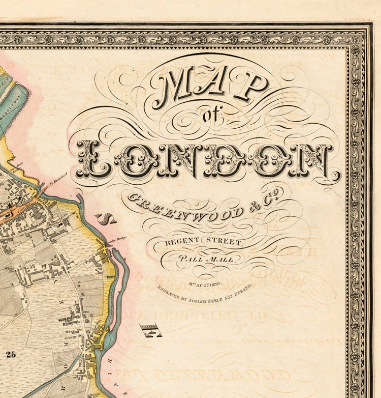 Victorian Old London Map 1830 England Vintage Poster Wall | Etsy