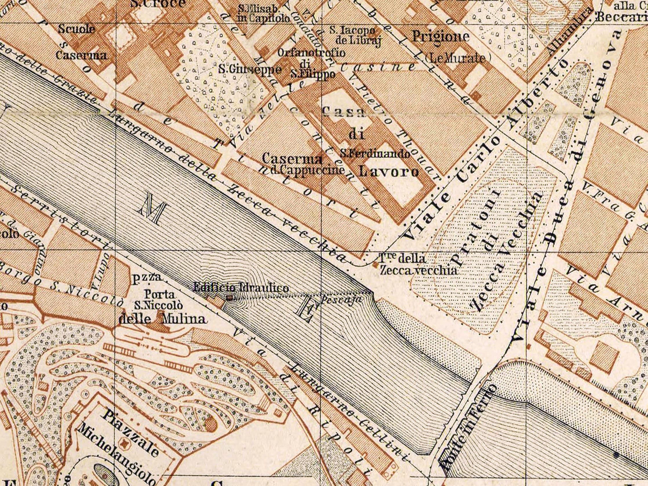 Old Map of Florence Firenze City Plan Italia 1900 Vintage Map | Wall ...