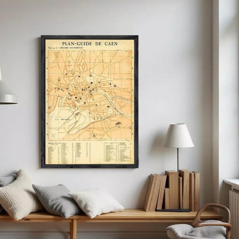 Old Map of Caen France 1930 Vintage Map | Wall Map Print - Etsy