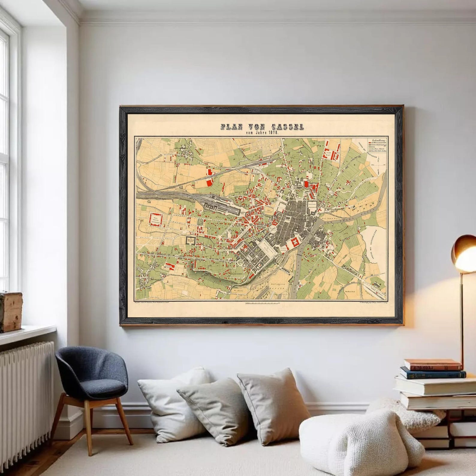 Old Map of Kassel Cassel Germany Deutshland 1878 Vintage Map | Wall Map ...