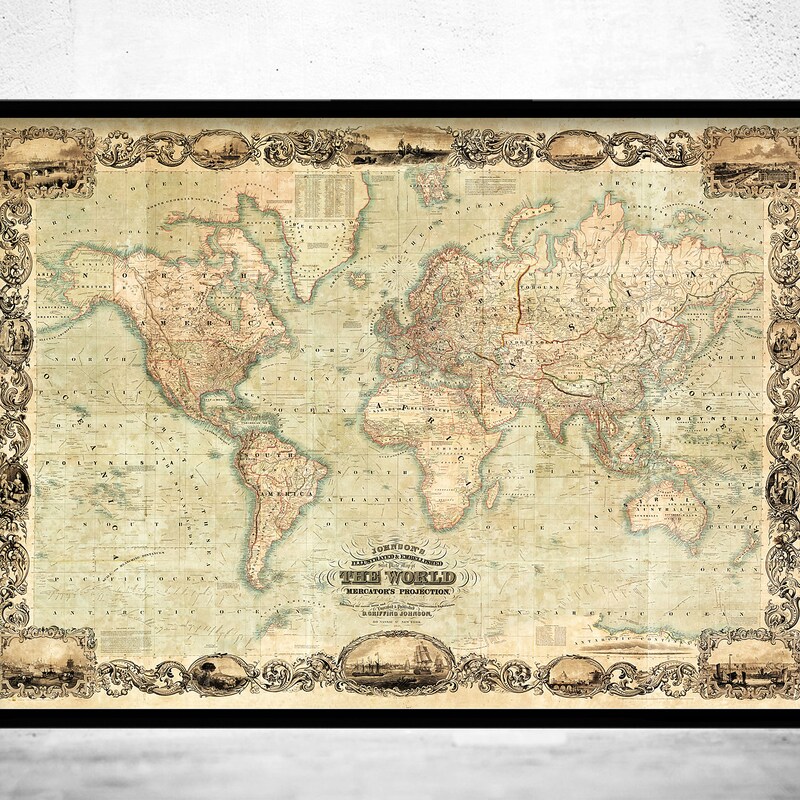 Antique Wall Map - Etsy