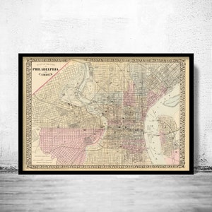 Old Map of Philadelphia 1880 Vintage Map | Vintage Poster Wall Art ...