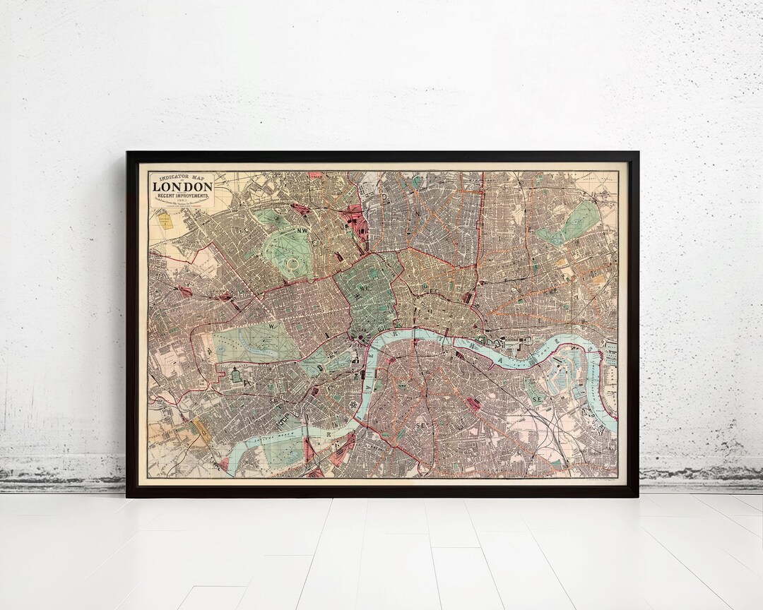 Old Map of London Map 1880 | Vintage Poster Wall Art Print | Wall Map ...
