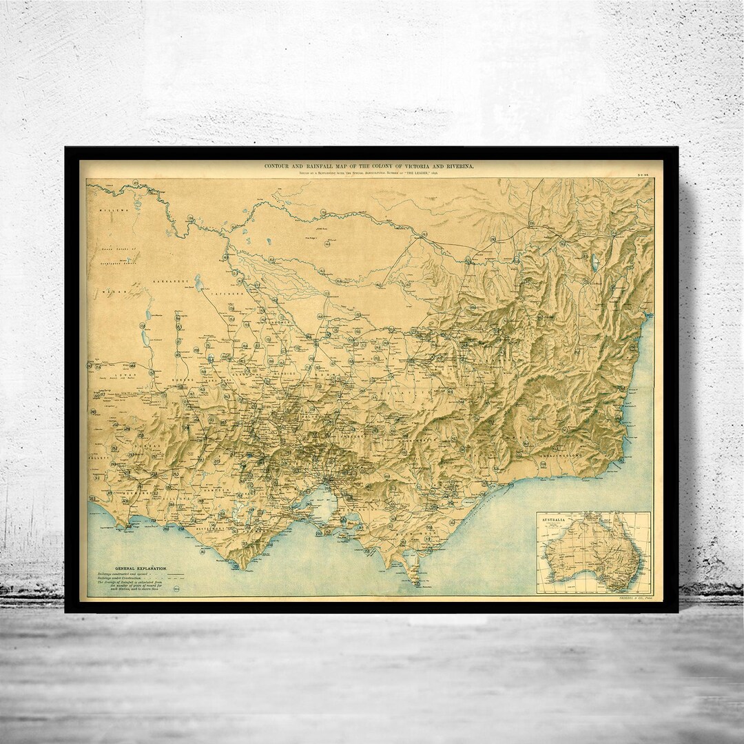 Old Map of Victoria Australia 1896 Vintage Map Victoria AU Vintage ...