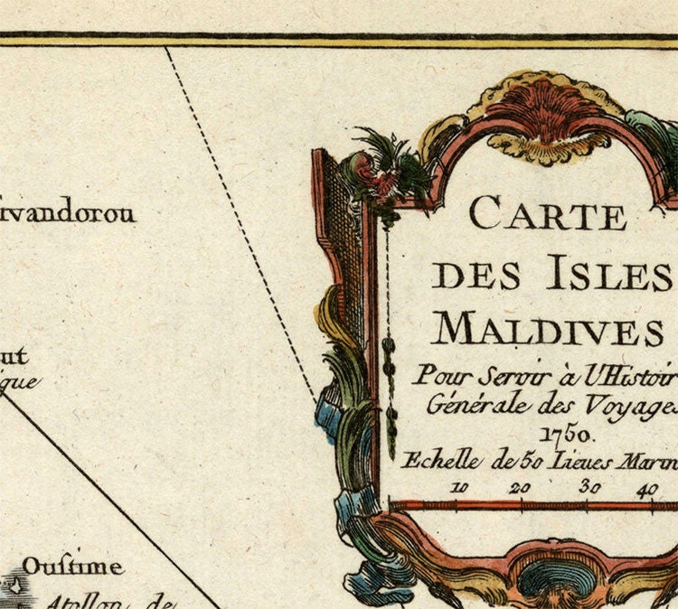 Old Map Of Maldives Islands 1750 | Vintage Poster Wall Art Print | Wall ...