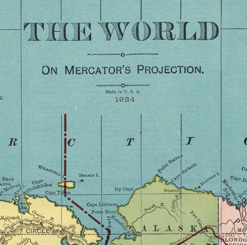 World Map Vintage Atlas 1924 Mercator Projection Vintage | Etsy