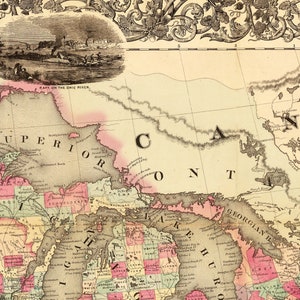 Old Map of United States 1867 Vintage Map of USA Wall Map | Vintage ...