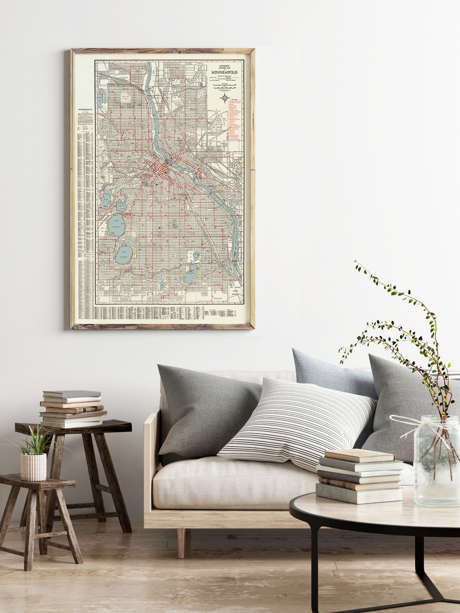 Old Map of Minneapolis 1945 Vintage Map Vintage Poster Wall - Etsy