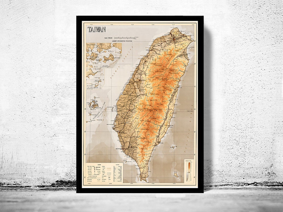 Old Map of Taiwan Fine Reproduction Vintage Poster Wall Art Print Wall ...