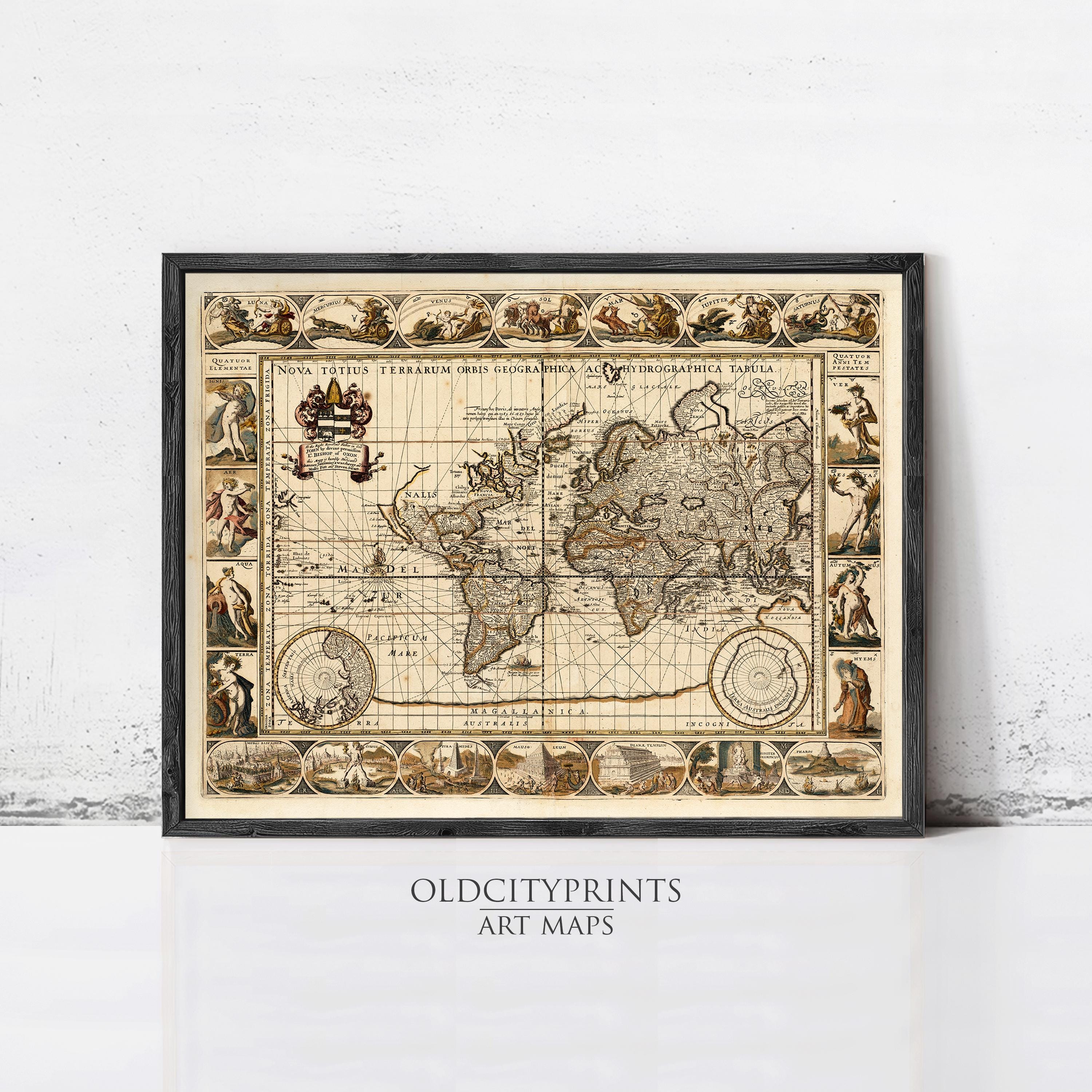 World Map Antique 1640 | Vintage World Map - Etsy