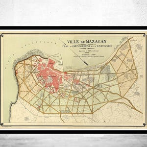 Old Map of Mazagan Morocco 1916 Vintage Map | Vintage Poster Wall Art ...