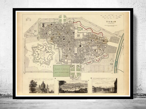 Old Map of Turin Torino Italy 1833 Vintage Map Vintage - Etsy