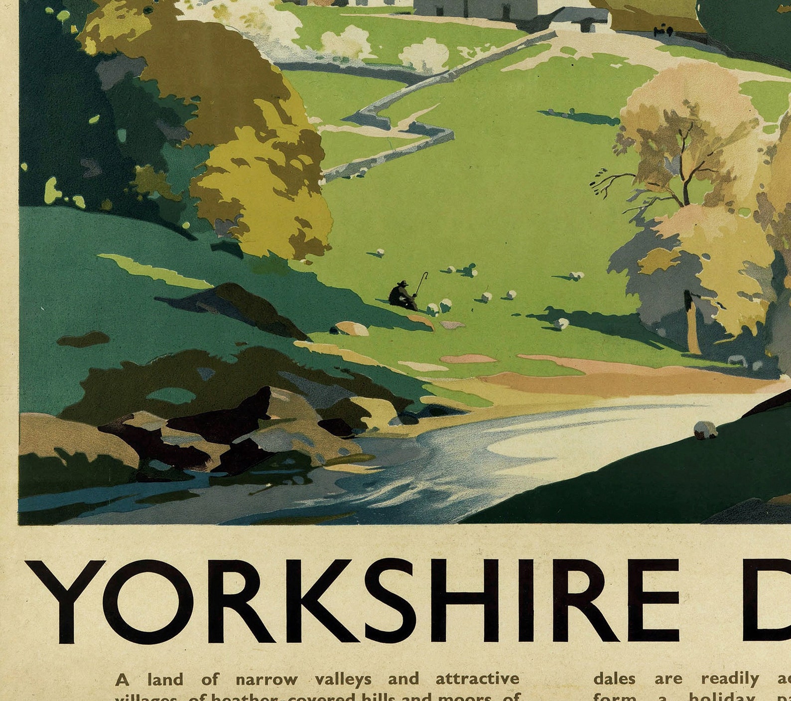 Vintage Poster of Yorkshire Dales England 1920 Tourism Poster - Etsy