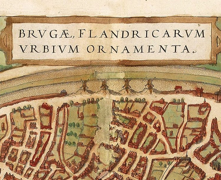 Mapa antiguo de Brujas Bélgica Brugae Flandorum 1572 Vintage - Etsy España