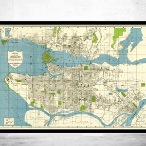 Old Map of Vancouver British Columbia Canada Vancouver BC Map Vintage ...