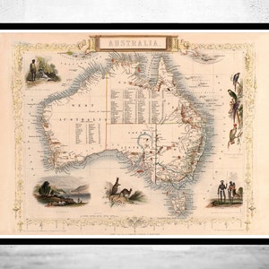 Old Map Australia 1851 Vintage Map Vintage Poster Wall Art Print Wall ...
