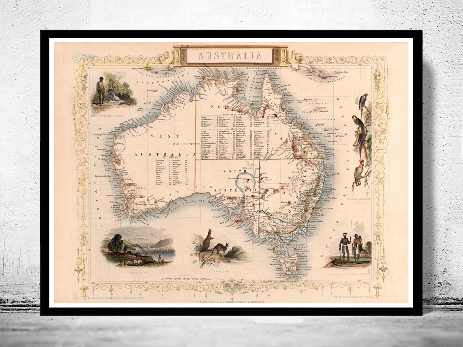 Old Map Australia 1851 Vintage Map Vintage Poster Wall Art | Etsy