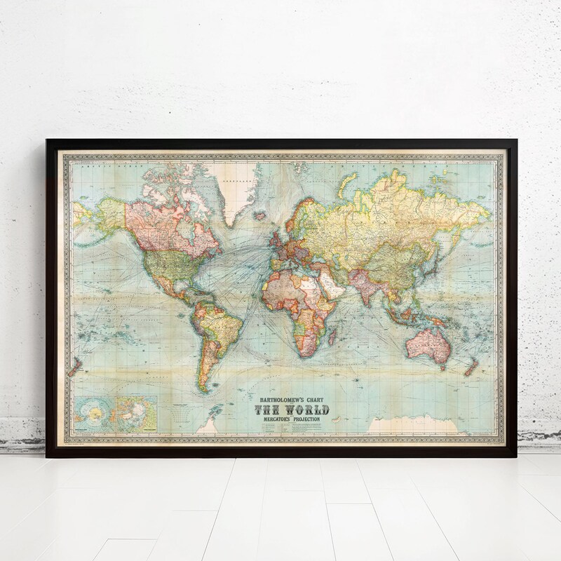 World Map Portrait - Etsy