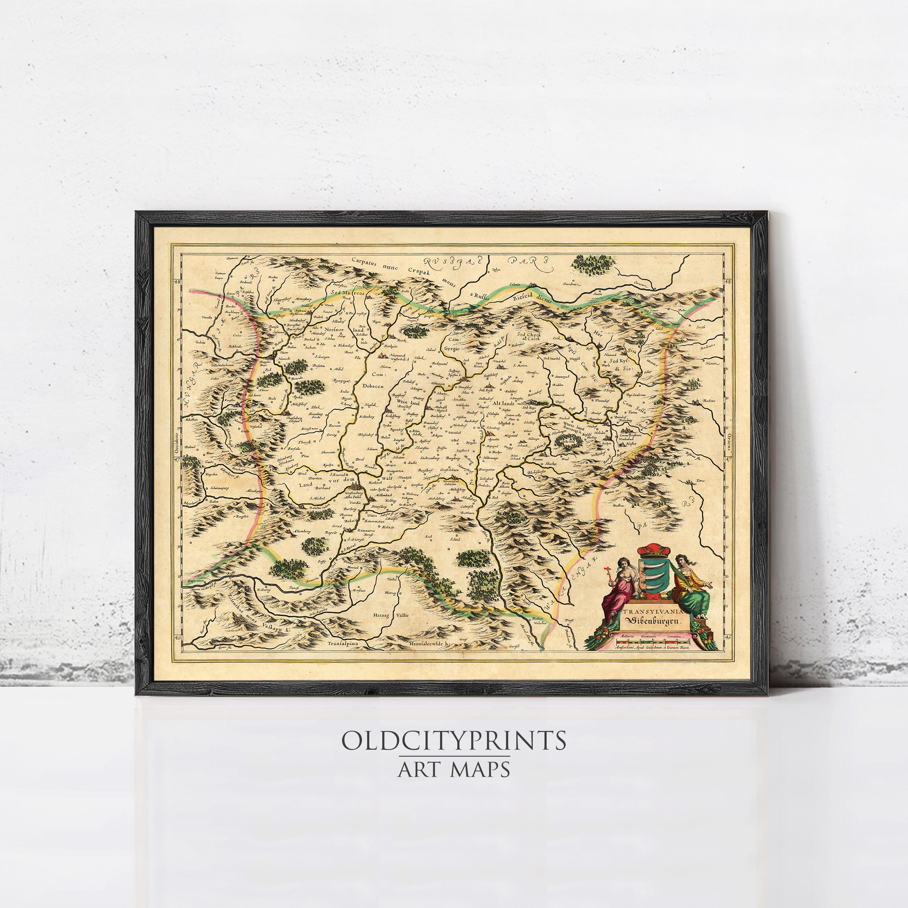 Old Map of Transylvania Romania 1634 Vintage Map | Wall Map Print - Etsy