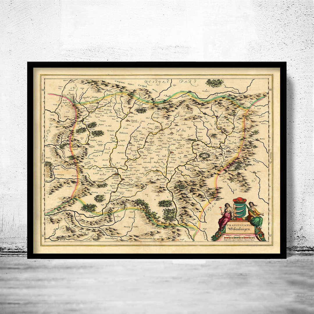Old Map of Transylvania Romania 1634 Vintage Map | Vintage Poster Wall ...