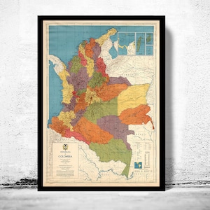 Old Map of Colombia Vintage Map Vintage Poster Wall Art Print Wall Map ...