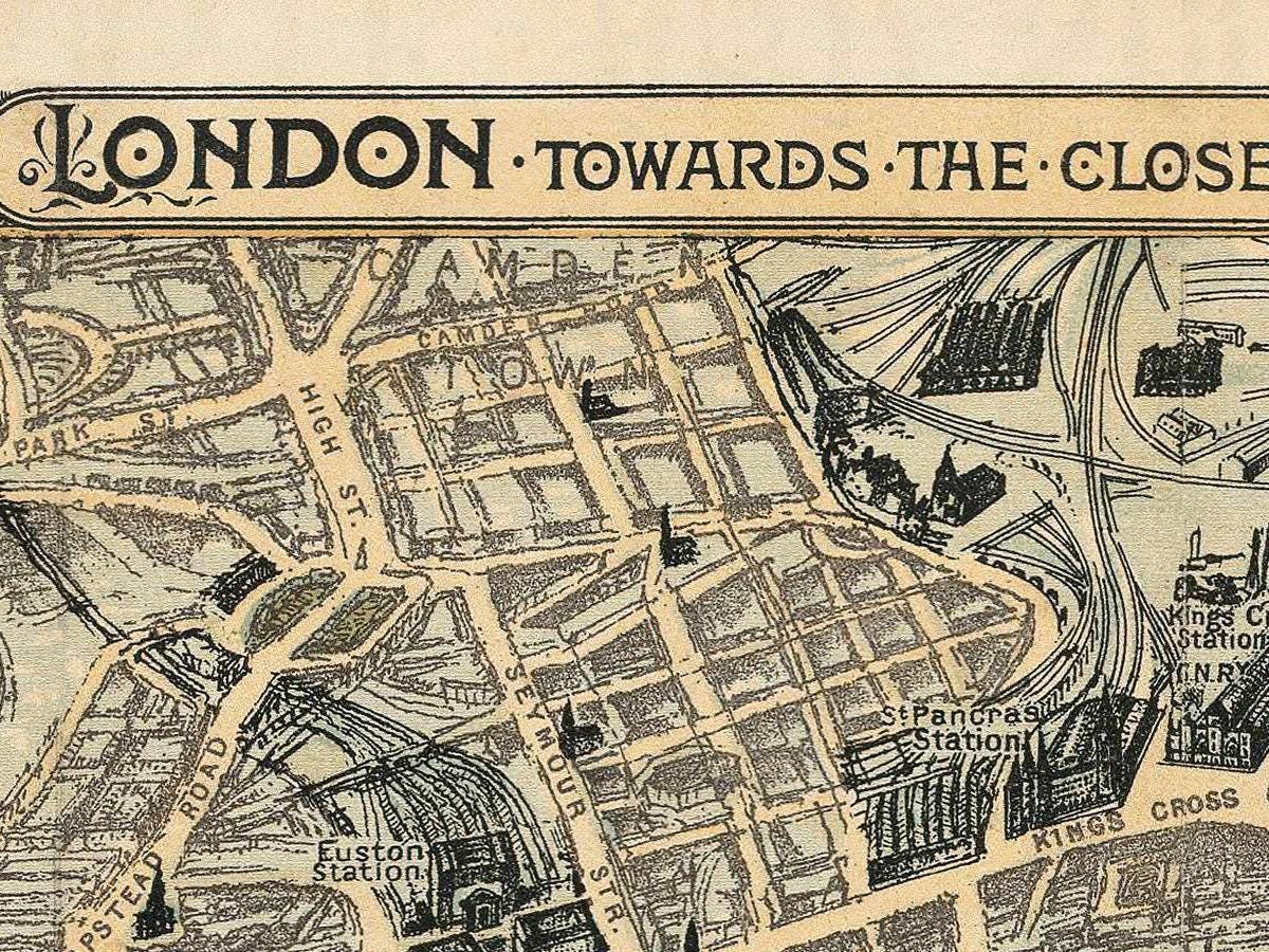 Old Map of London 1892 Birdseye View London Vintage Map | Wall Map ...
