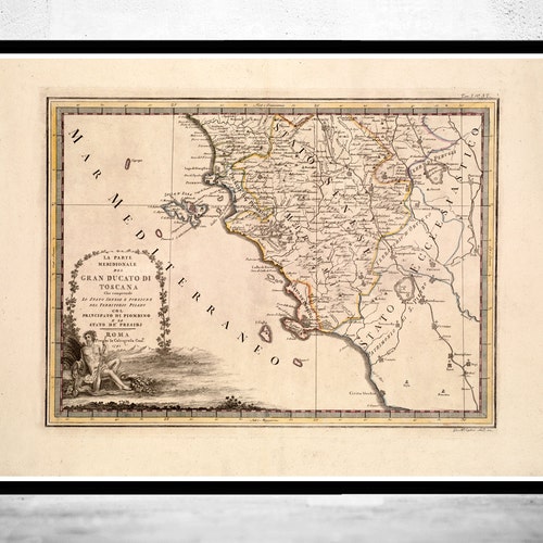 Old Map of Tuscany Toscana Italy 1791 Vintage Poster Wall | Etsy