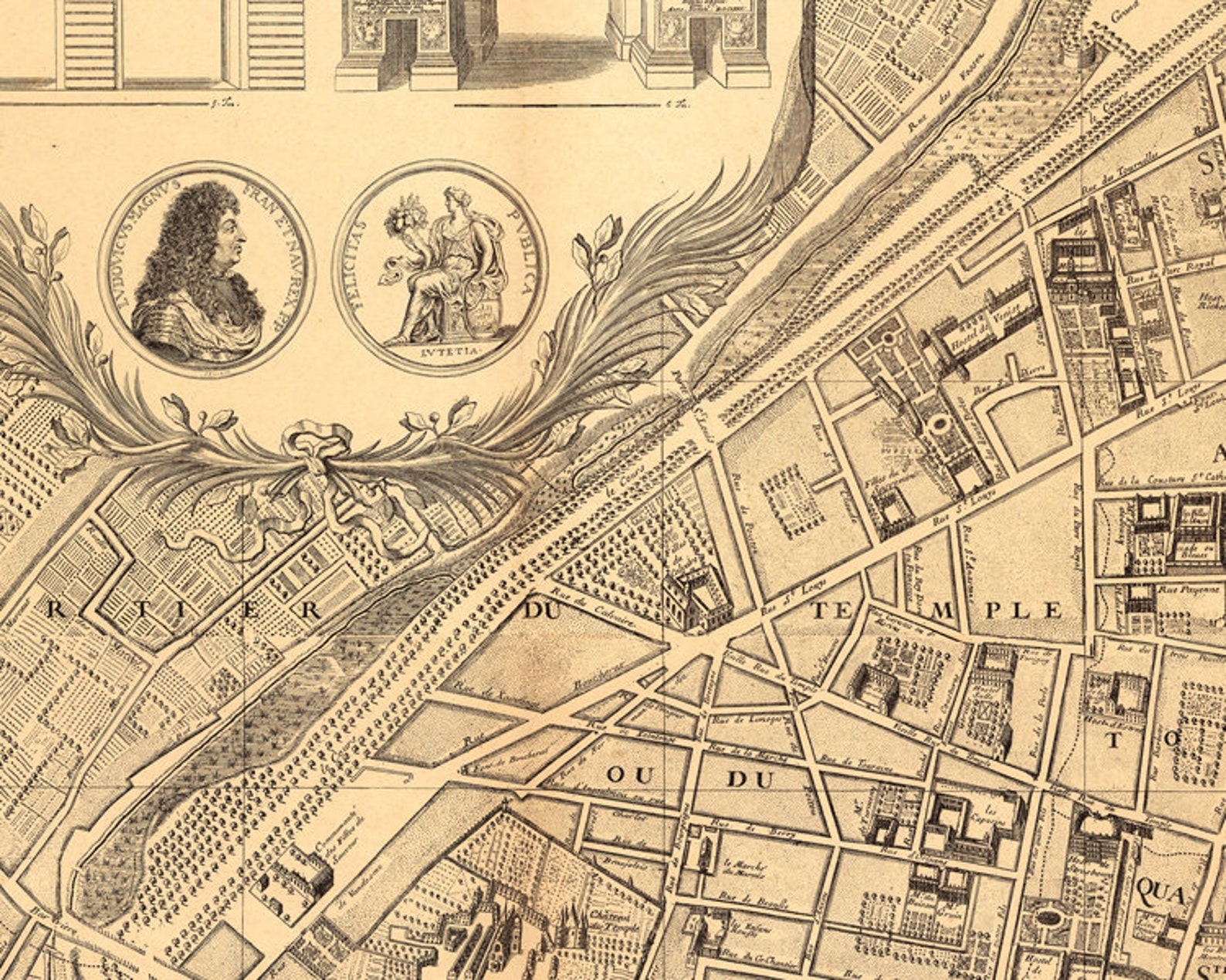 Old Map of Paris France 1710 Vintage Map Vintage Poster Wall Art Print ...
