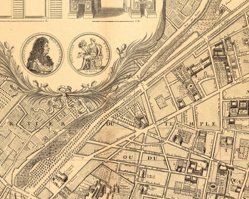 Old Map of Paris France 1710 Vintage Map Vintage Poster Wall - Etsy