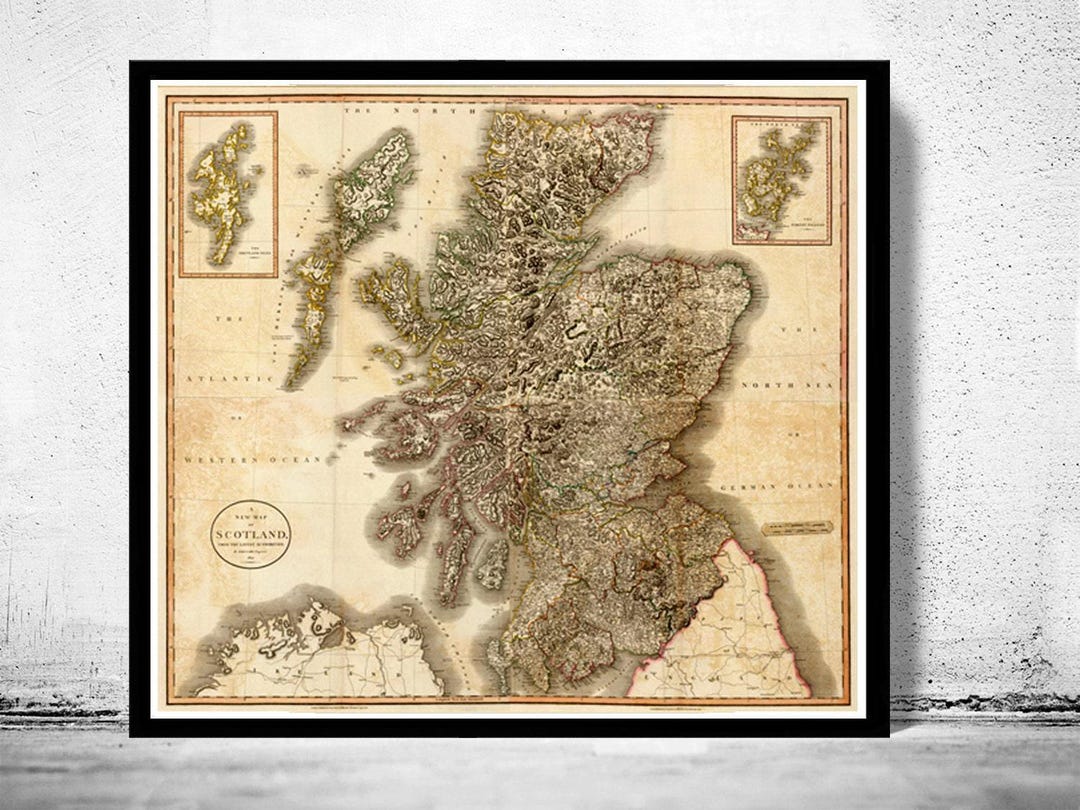 Old Map of Scotland 1801 Vintage Look North Britain | Wall Map Print - Etsy