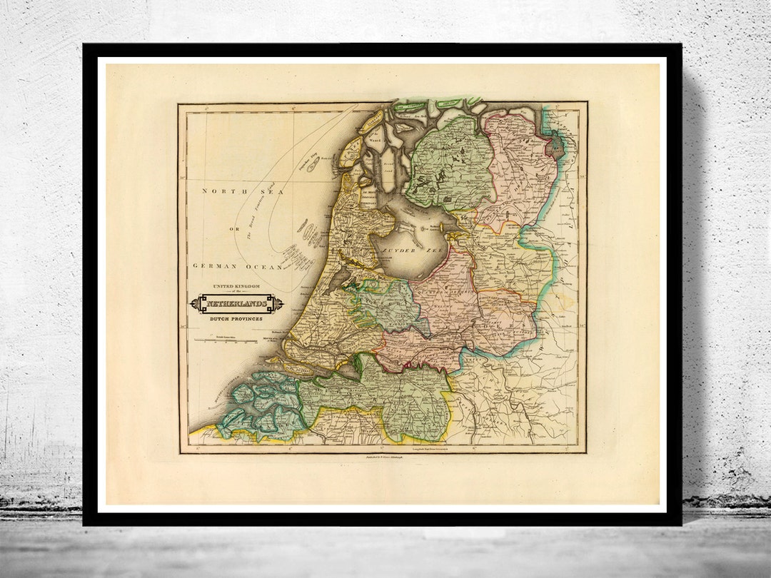 Old Map of Netherlands Holland 1831 Vintage Map Vintage Poster Wall Art ...